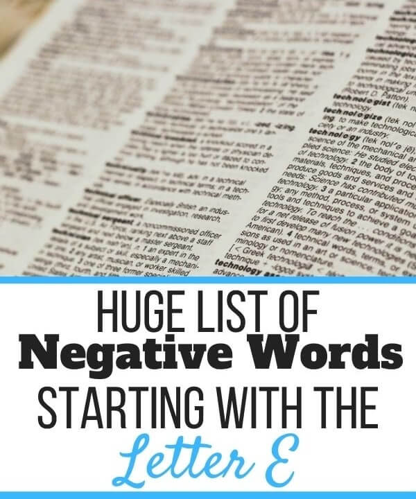 Complete List Of Negative Words Starting With E Self Development Journey